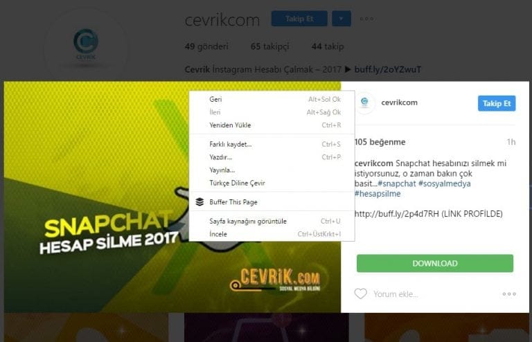 Instagram Resim URL'si Nasıl Kopyalanır? » Cevrik